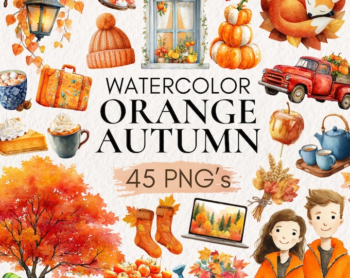 Autumn Clipart Set: Fall PNG Images, Lamppost Designs (commercial Use ...