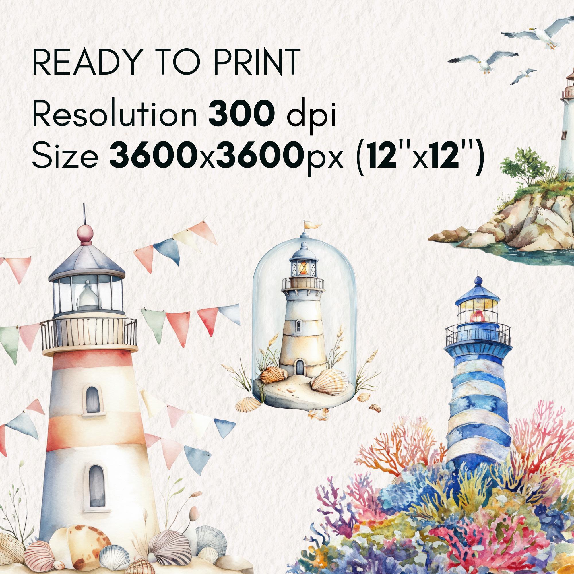 Watercolor Lighthouse Clipart, Nautical Decor PNG, Ocean Lighthouse ...