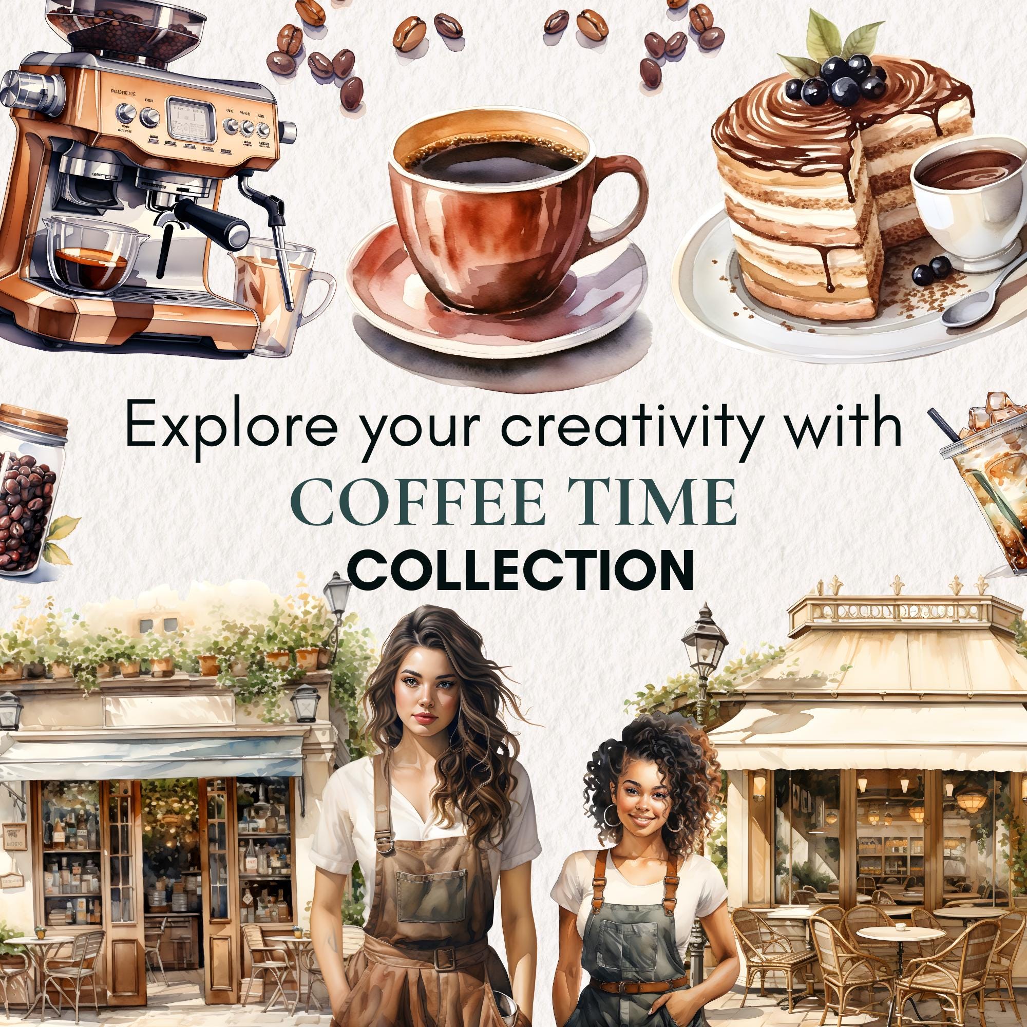 Watercolor Coffee Clipart Bundle, Coffee Lover Digital Stickers, Hot ...