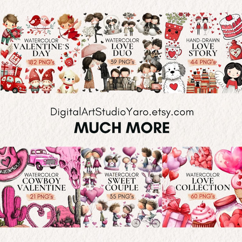 Watercolor Funny Love Clipart Bundle | Cute Couple Valentine PNG ...