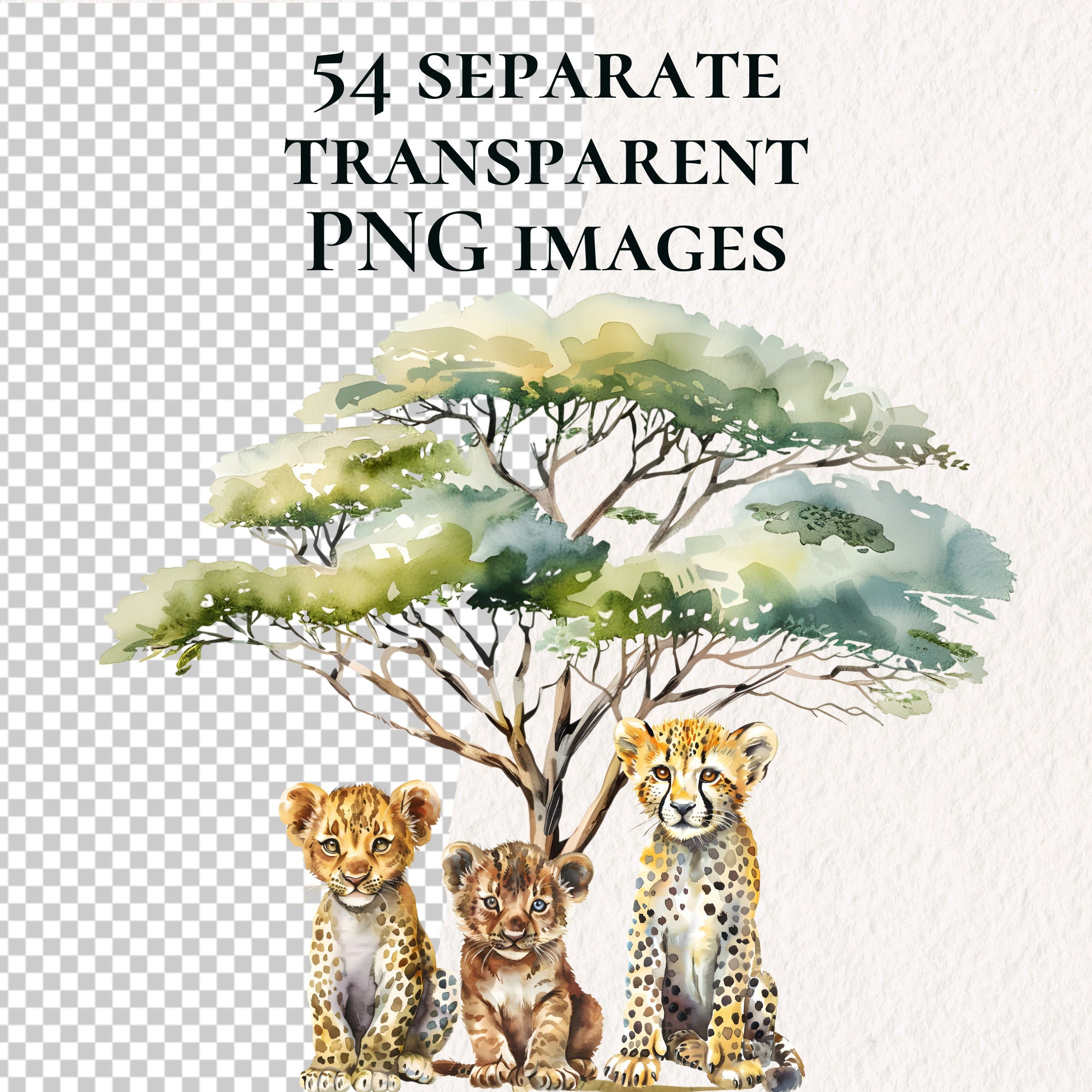 Watercolor Safari Animals Clipart, Safari Nursery Decor, Jungle Animals ...