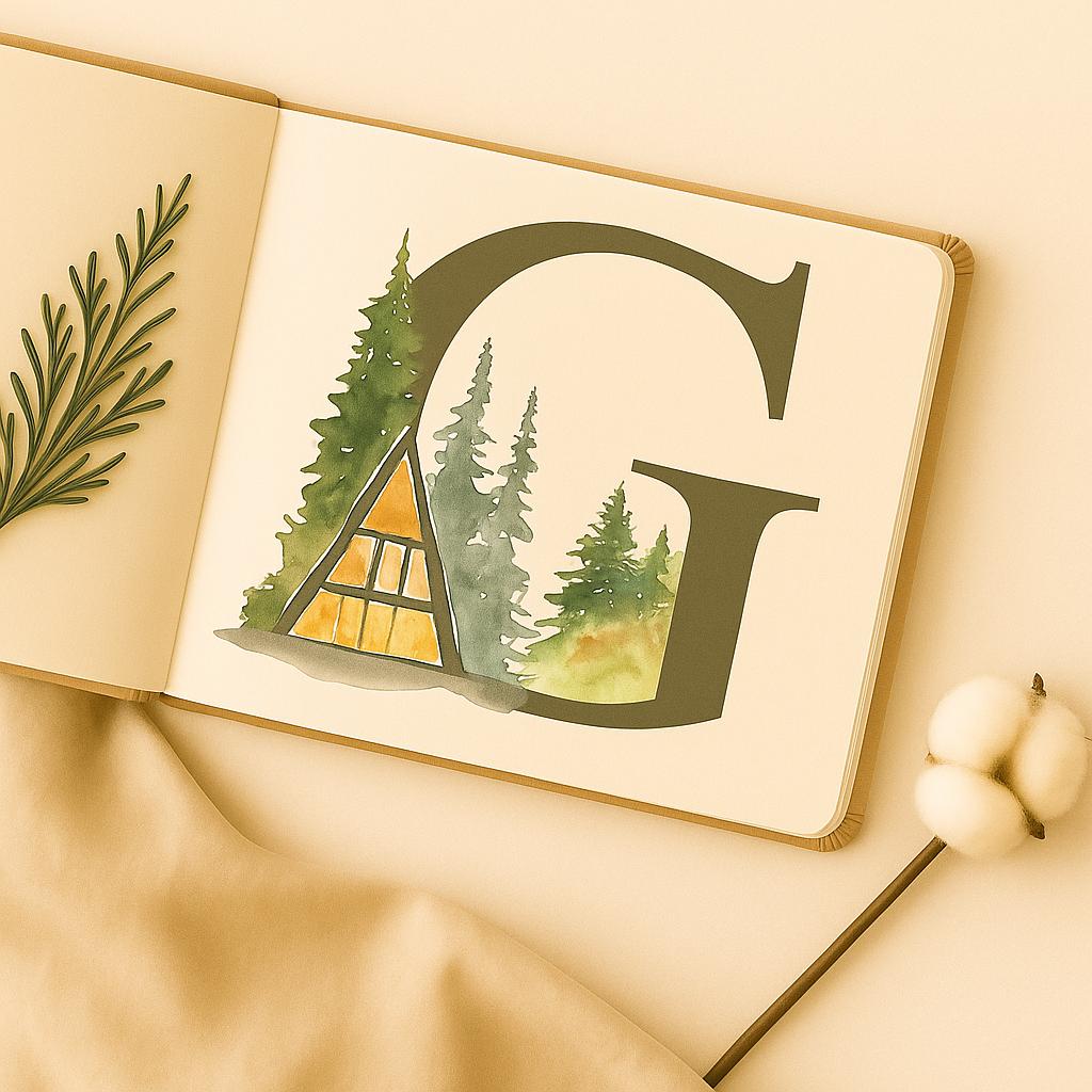 Watercolor Forest Alphabet Clipart | Woodland Letters & Mountains PNG ...