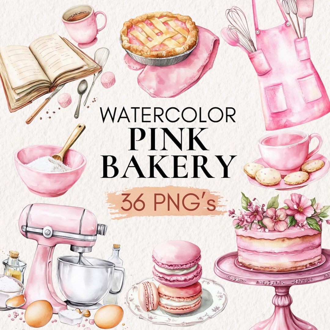 Baking Watercolor Clipart, Kitchen Clip Art, Baking Supplies PNG ...