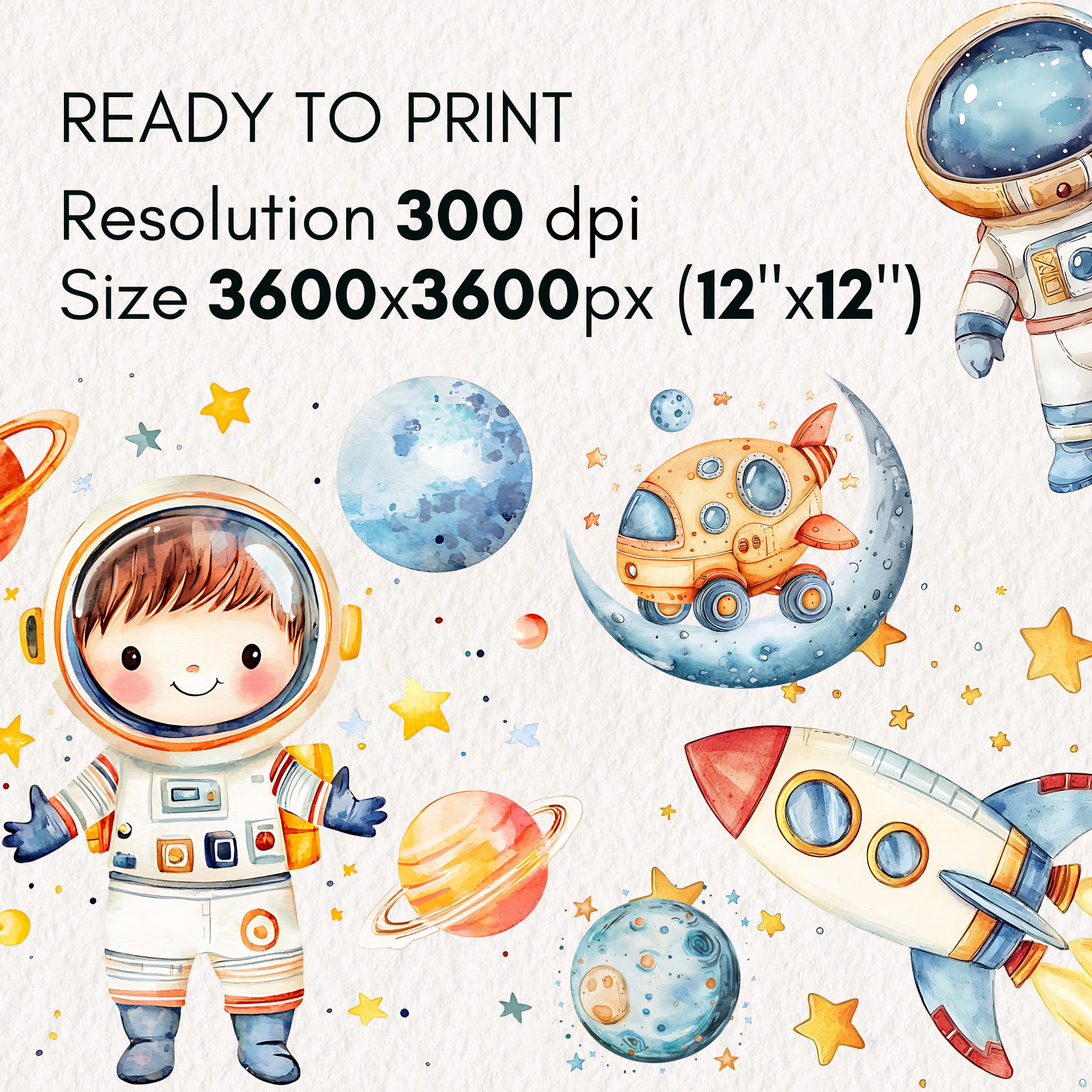 Watercolor Space Clipart, Watercolor Planets Clipart, Space Nursery ...