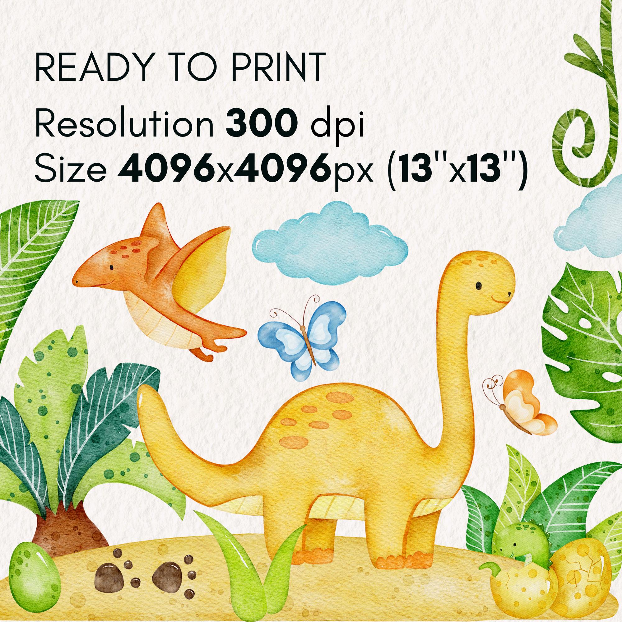 Watercolor Baby Dinosaurs Clipart, Cute Dinosaurs, Reptile Nursery ...