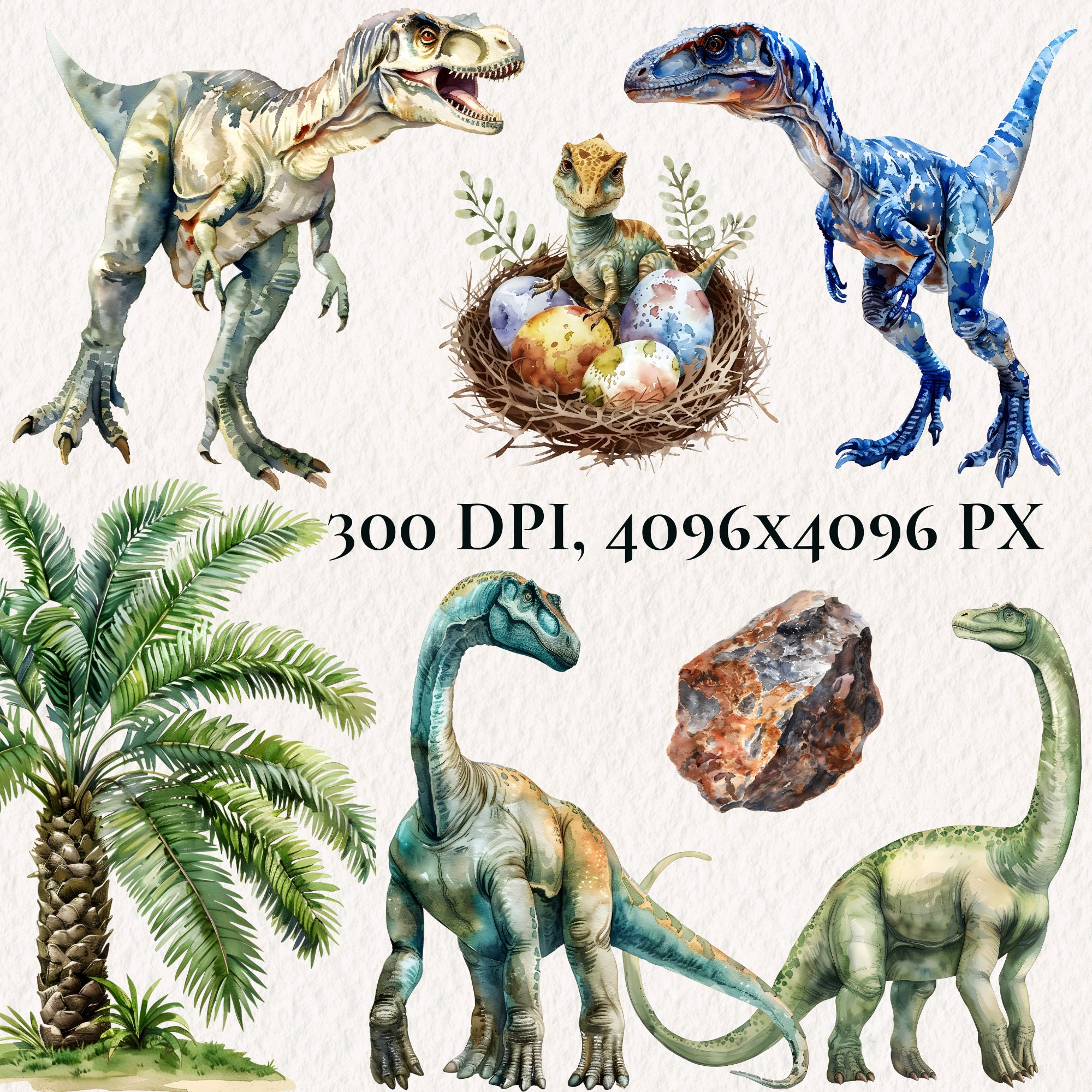 Watercolor Dinosaurs Clipart, Dino Clip Art, Dinosaur Birthday Party ...