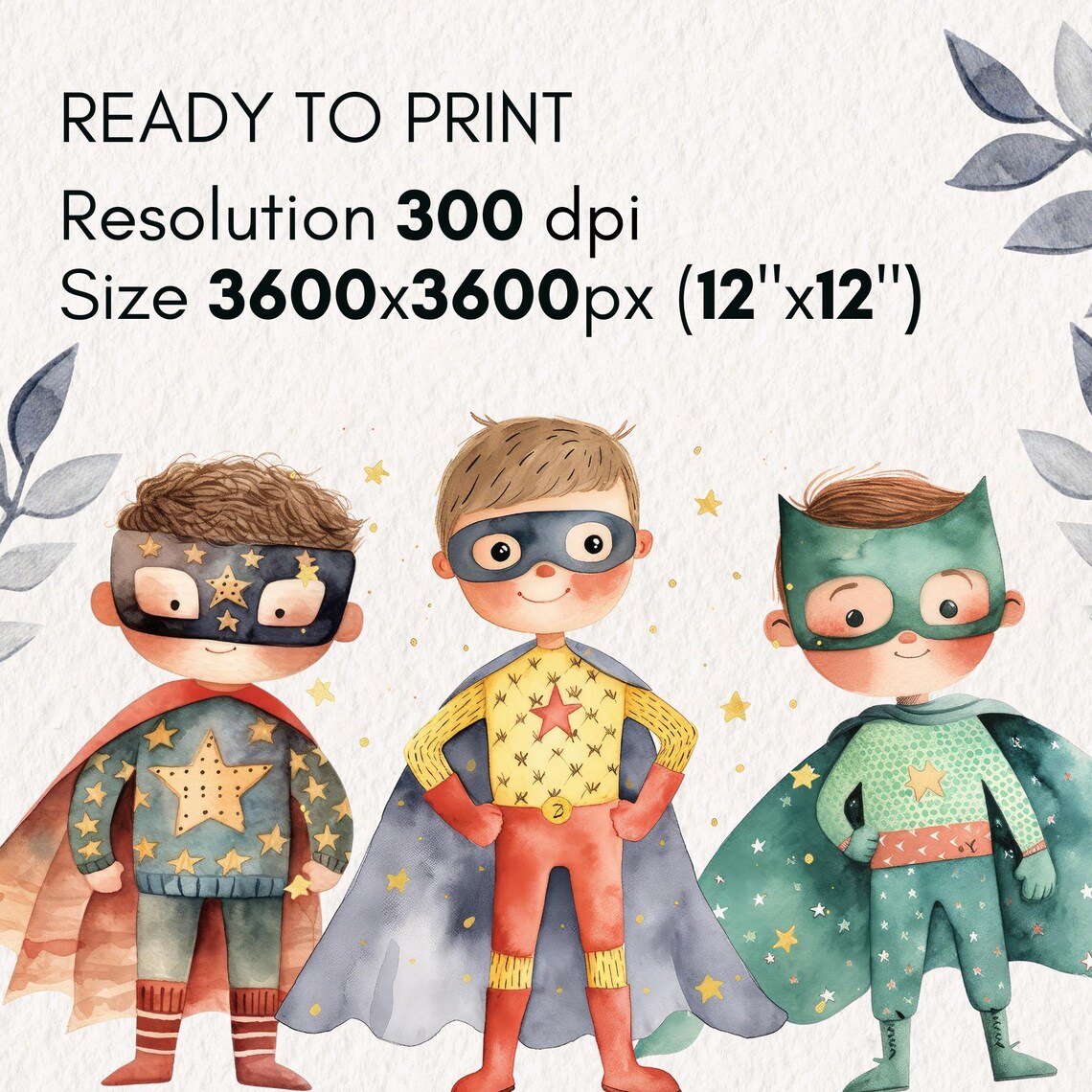 Superhero Kids Clipart, Watercolor Superhero Clipart, Nursery Art, Wall ...