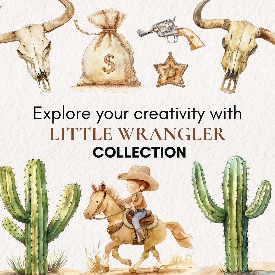 Cute Cowboy Clipart, Baby Cowboy PNG, Western Graphics, Rodeo Birthday ...