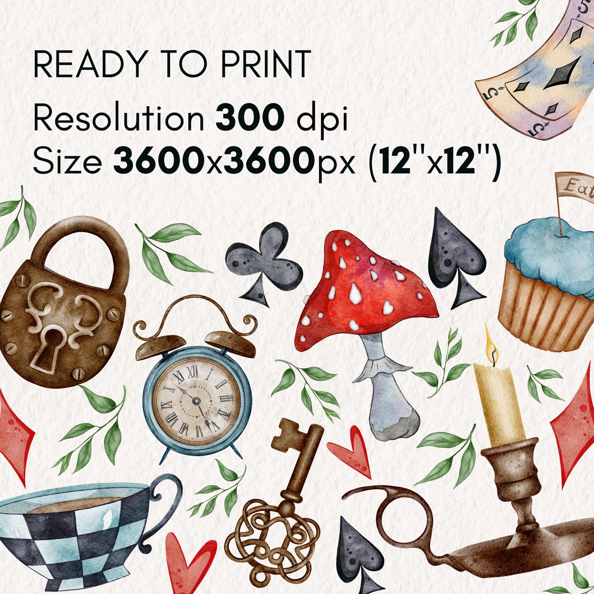 Alice in Wonderland Clipart | Whimsical Vintage Watercolor PNG Set ...