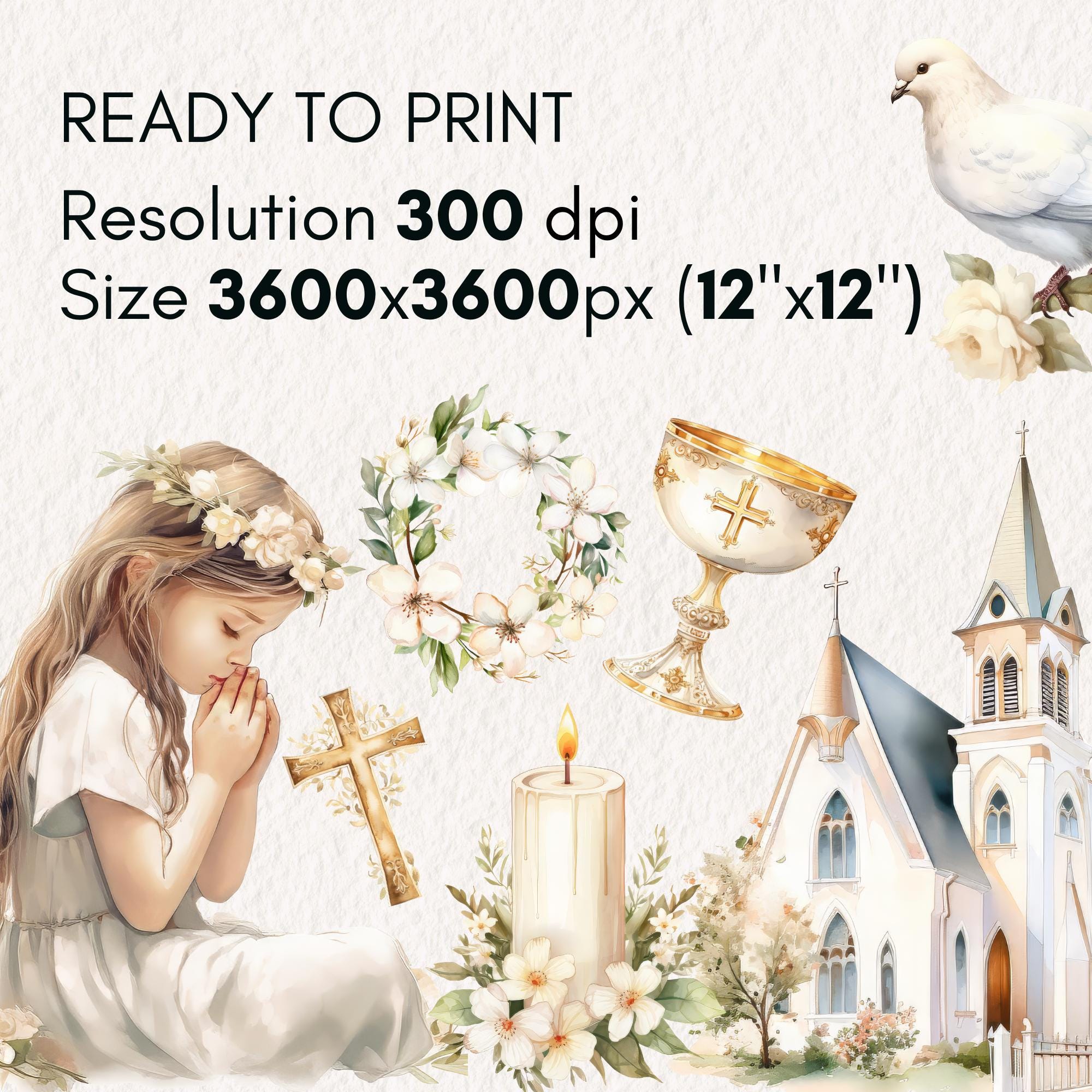 First Communion Clipart, First Holy Communion Clipart, Boho First ...