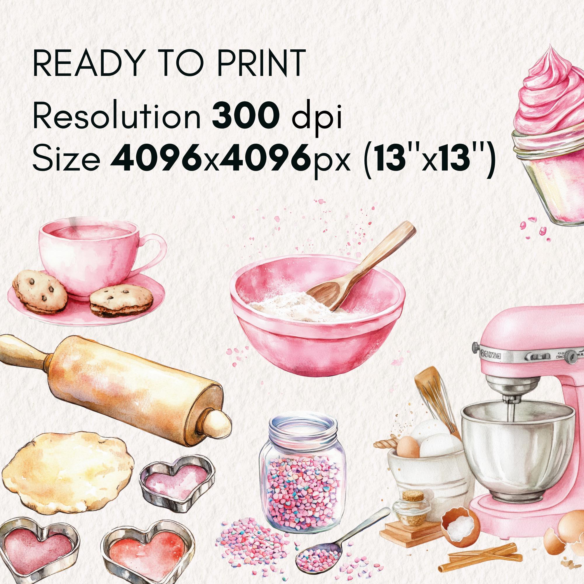 Baking Watercolor Clipart, Kitchen Clip Art, Baking Supplies PNG ...