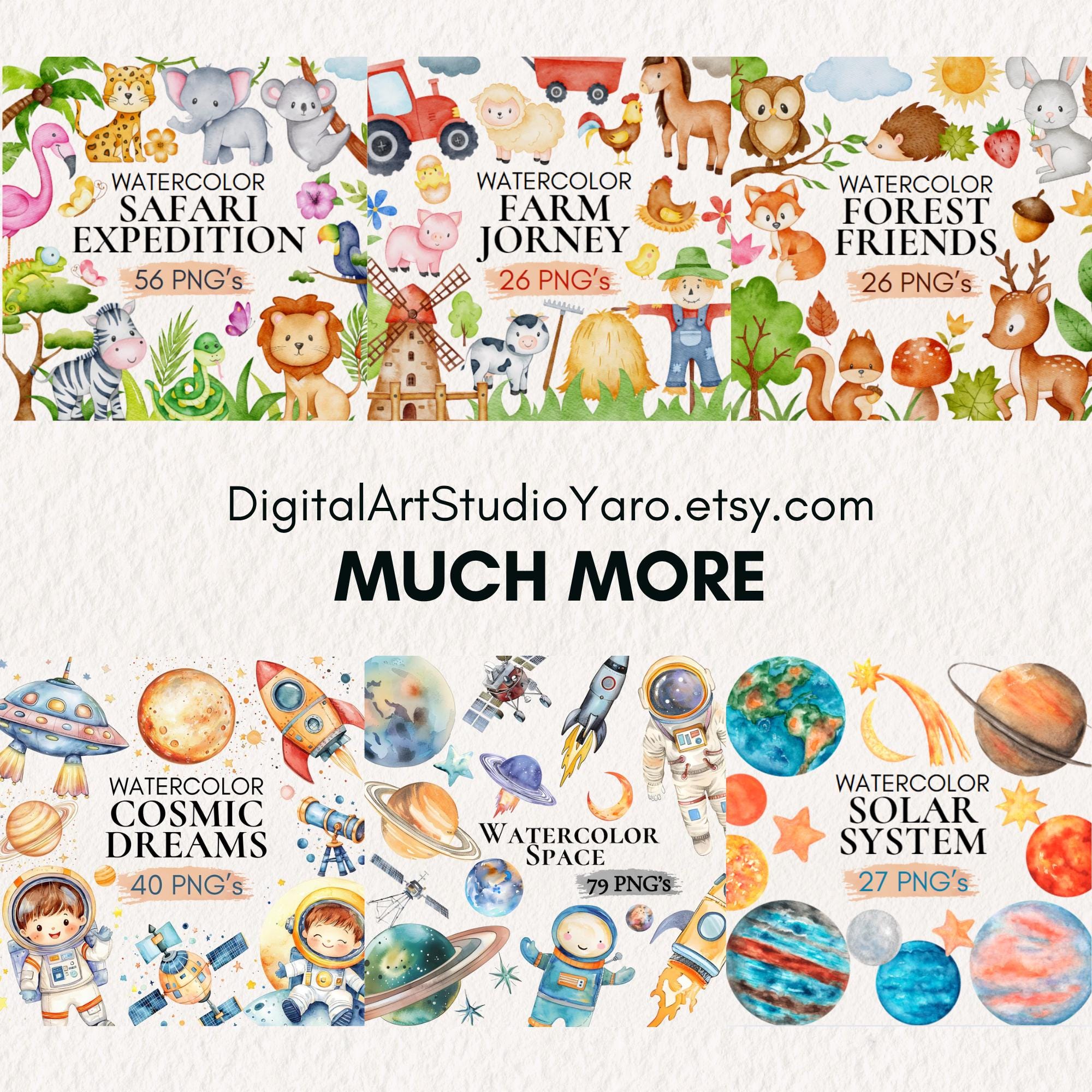 Watercolor Space Clipart, Watercolor Planets Clipart, Space Nursery ...