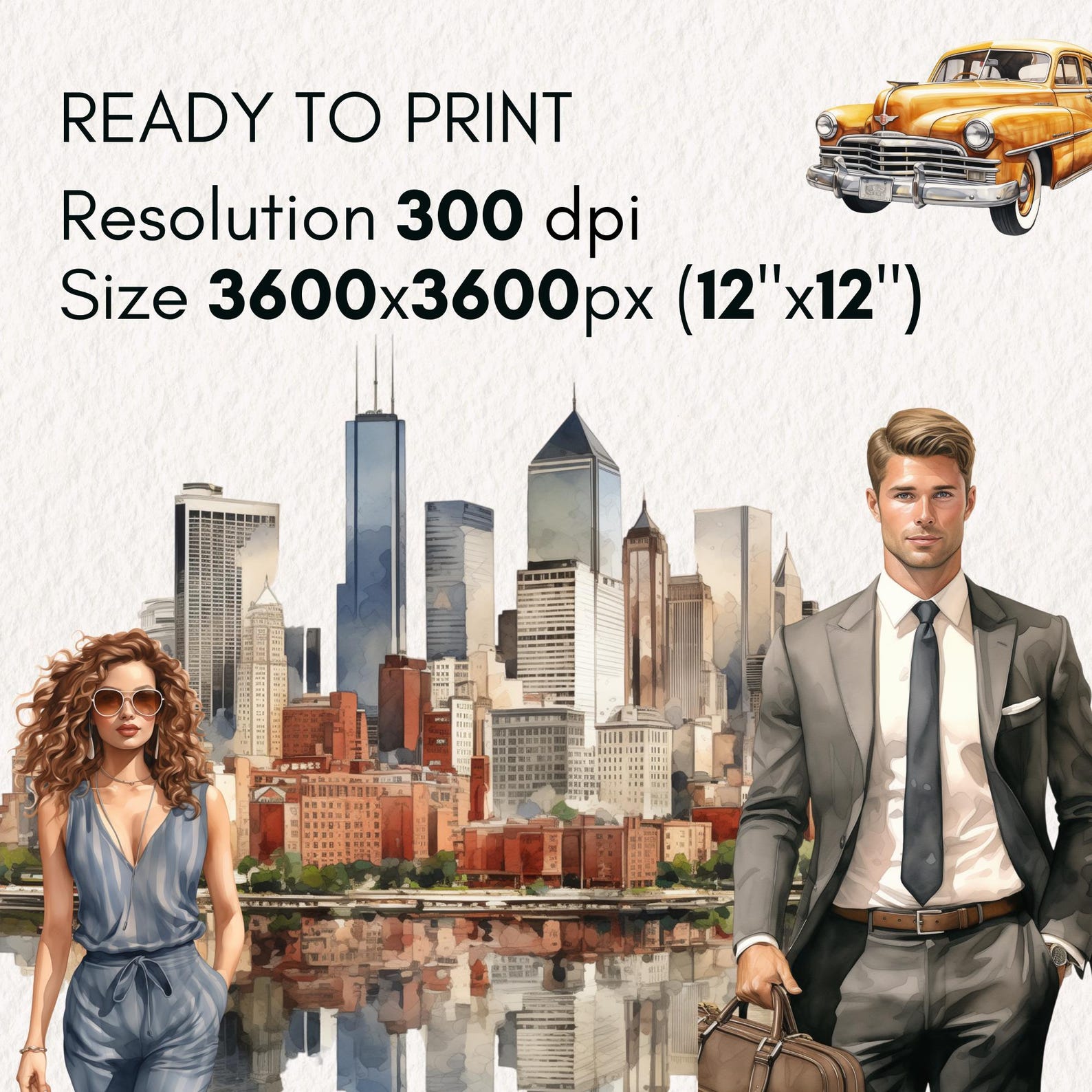 Watercolor New York City Clipart Bundle, NYC Skyline & Landmarks PNG ...