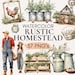 Watercolor Rustic Farmhouse, Cottagecore Clip Art, Rustic Clipart ...