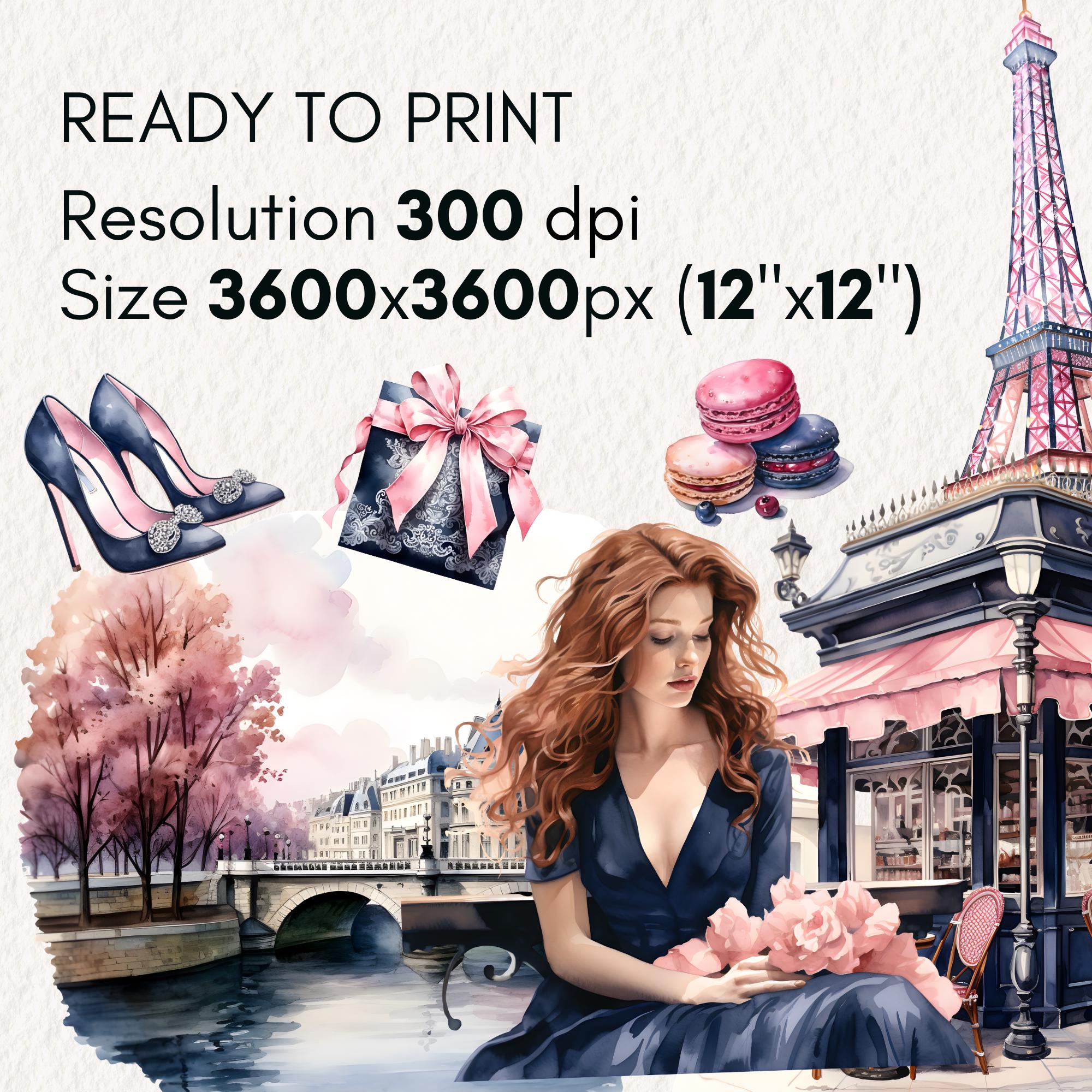 Watercolor Paris Clipart, Eiffel Tower & Parisian Landmarks PNG ...