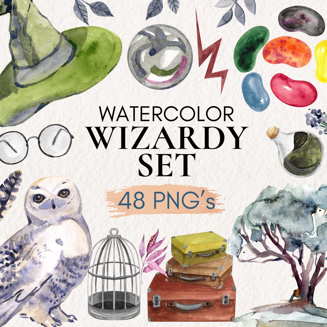 Watercolor Wizard Elements Clipart, Magical Wizard PNG, Wizard Clipart ...