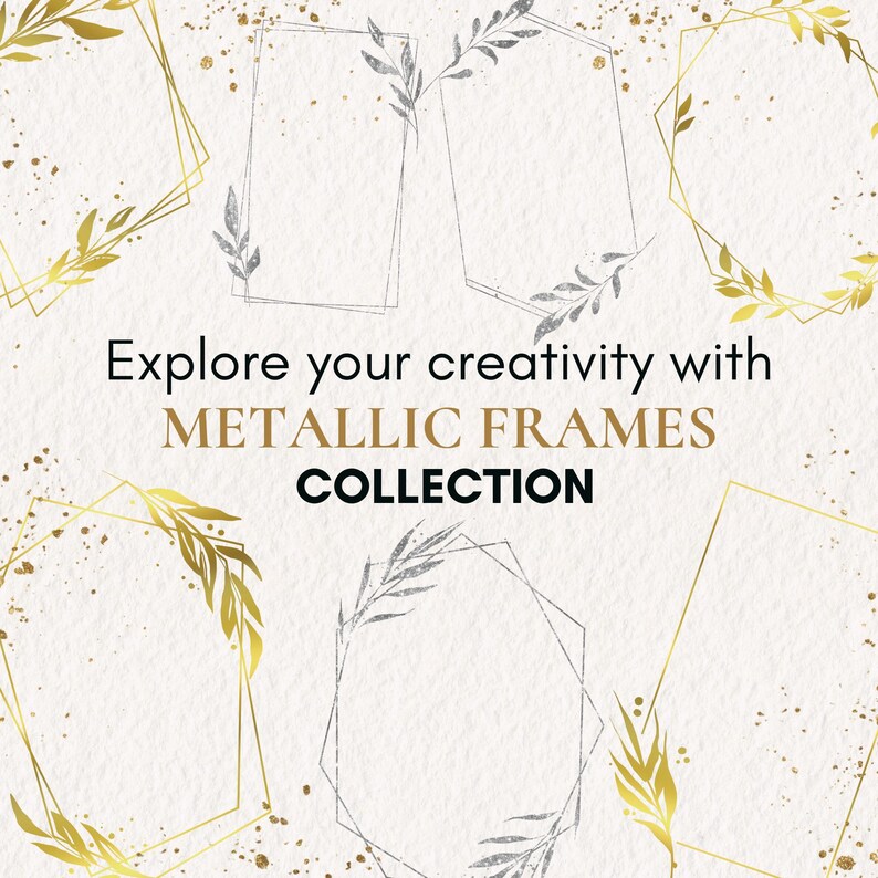 Watercolor Metallic Frames Clipart | Gold & Silver Borders (digital ...