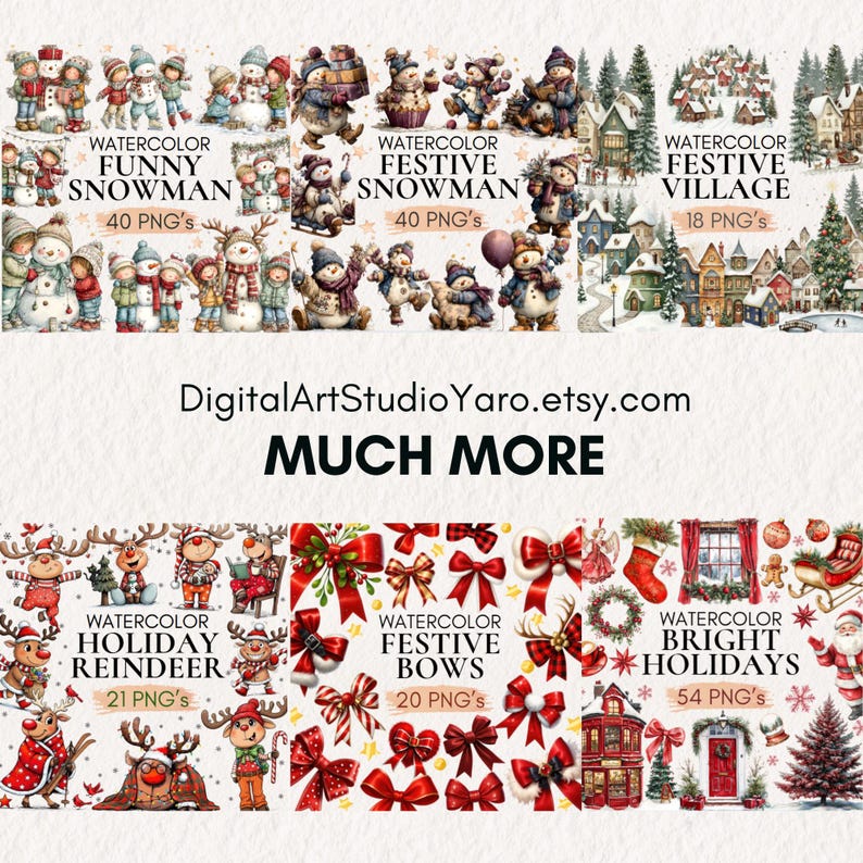 Watercolor Festive Trees Clipart Bundle | Children Decorating Christmas ...