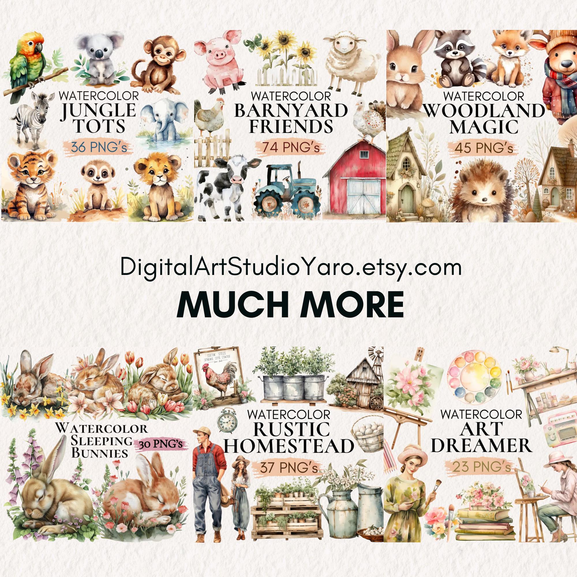 Watercolor Cats Clipart, Cat Clip Art, Cat Birthday Party Decor, Cat ...