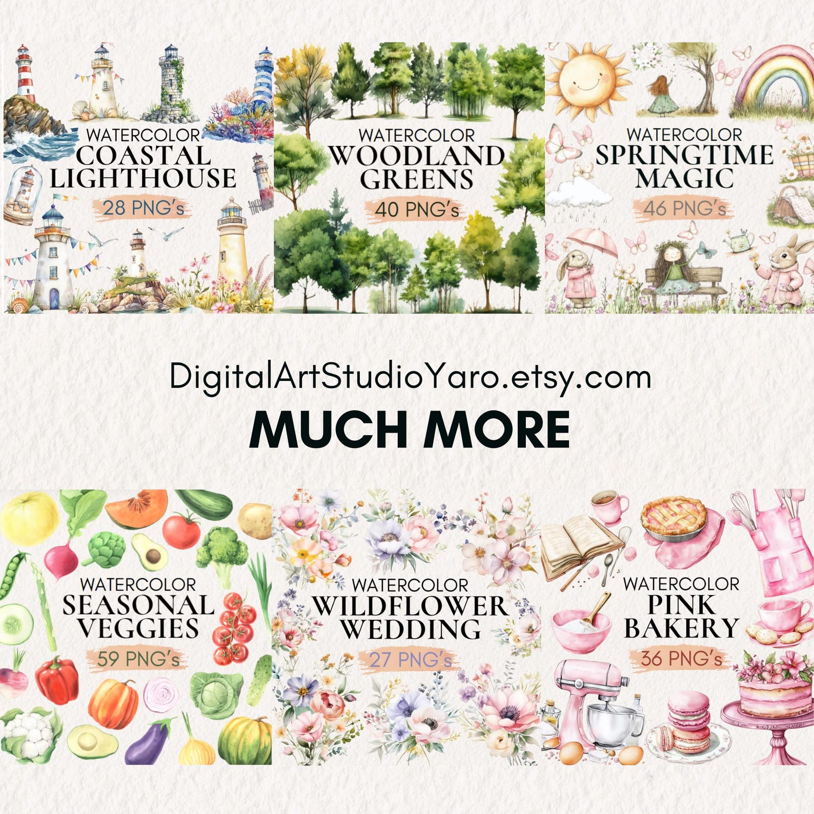 Watercolor Spring Landscapes Clipart, Woodland Scene Illustrations ...