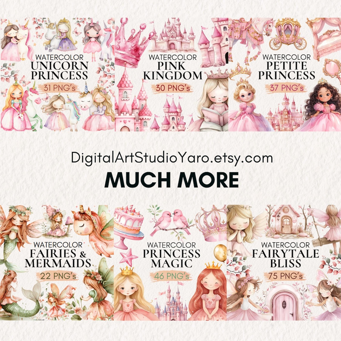 Watercolor Princess Clipart, Royal Clipart, Unicorn Clipart, Little ...