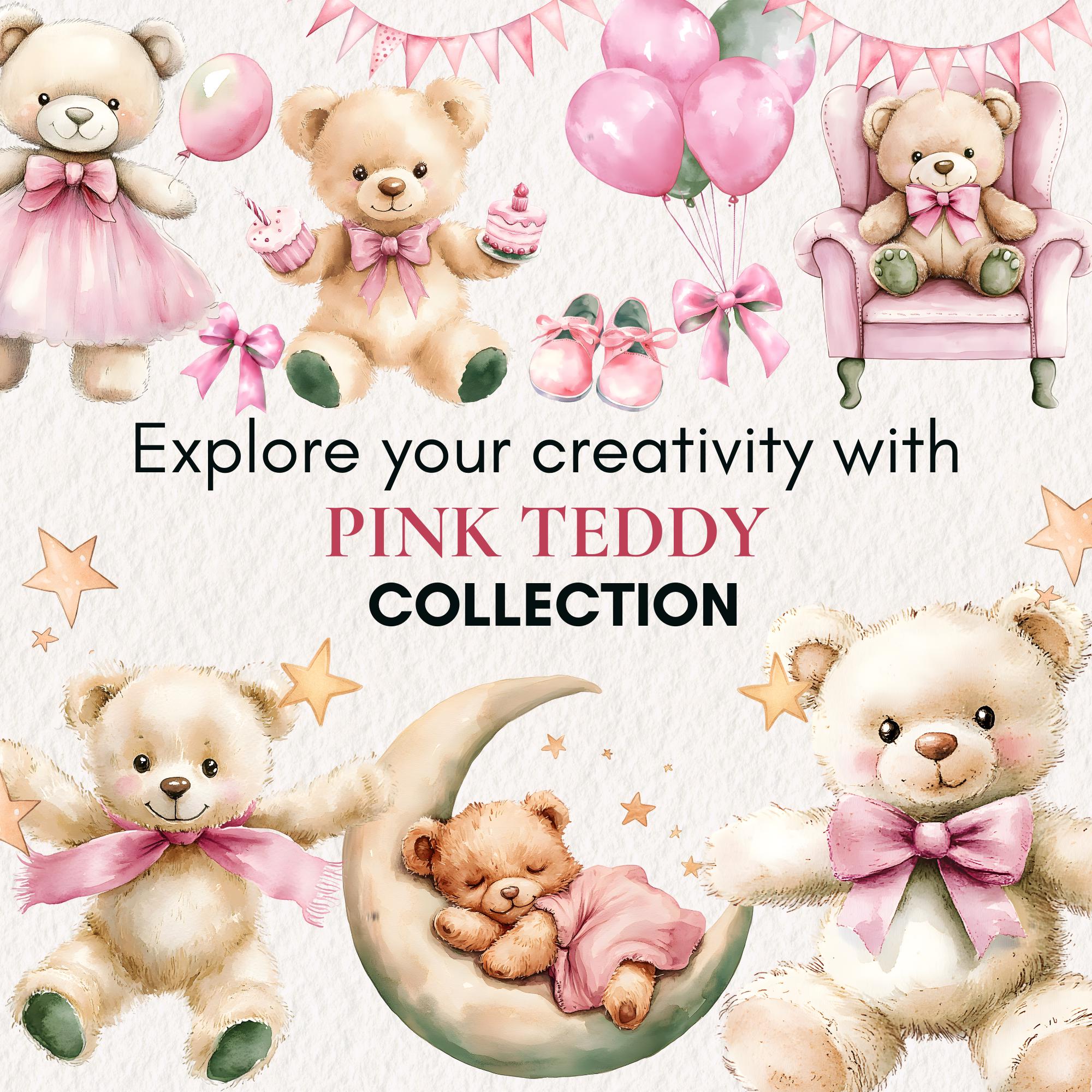 Pink Teddy Bear Clipart, Bear With Balloons PNG, Sleepy Bear PNG, Girl ...