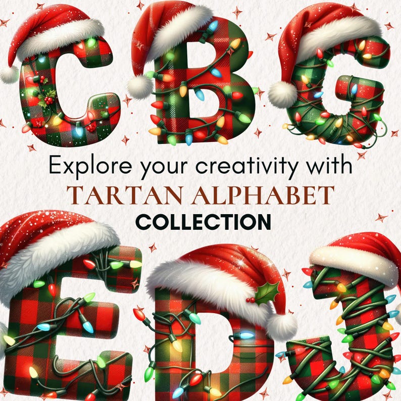 Watercolor Tartan Alphabet Clipart Bundle | Christmas Plaid Letters ...