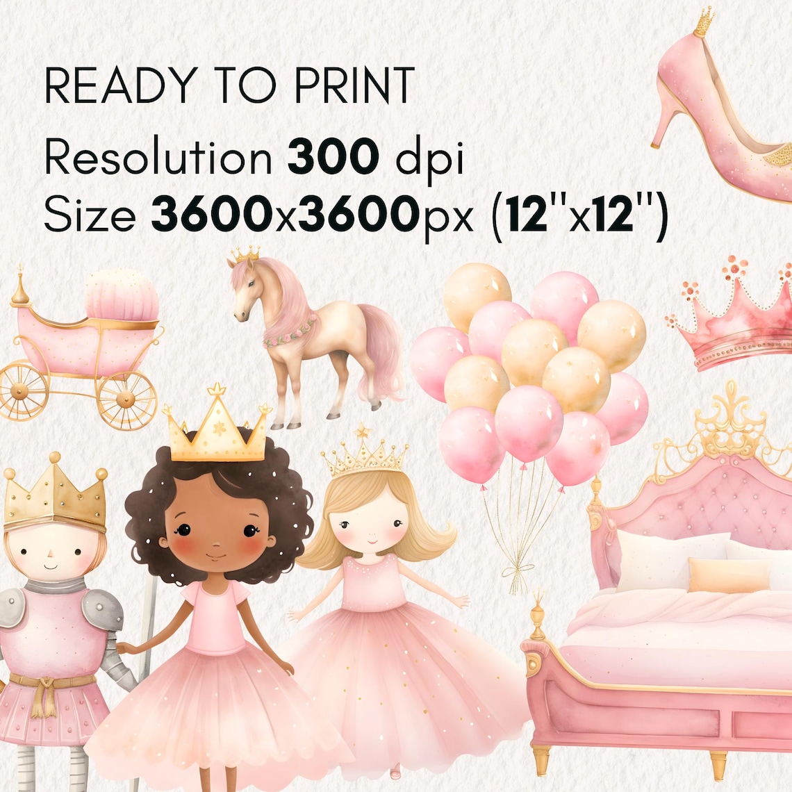 Watercolor Princess Clipart, Royal Clipart, Unicorn Clipart, Little ...