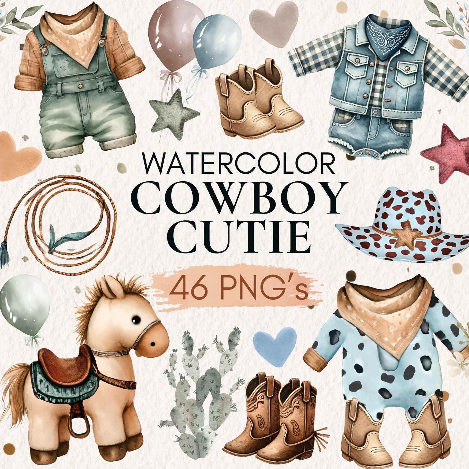 Baby Cowboy PNG, Cute Cowboy Clipart, Western PNG, Rodeo Birthday Decor ...