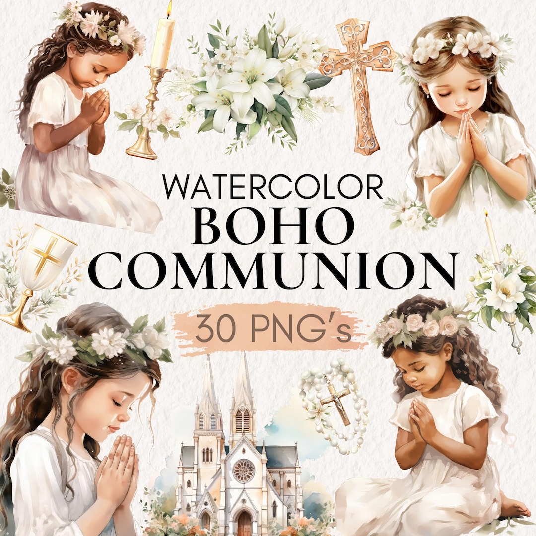 First Communion Clipart, First Holy Communion Clipart, Boho First ...