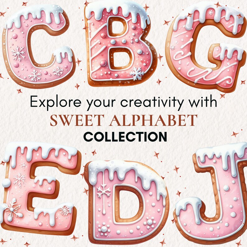 Watercolor Sweet Alphabet Clipart Bundle | Pink Icing Cookie Letters ...