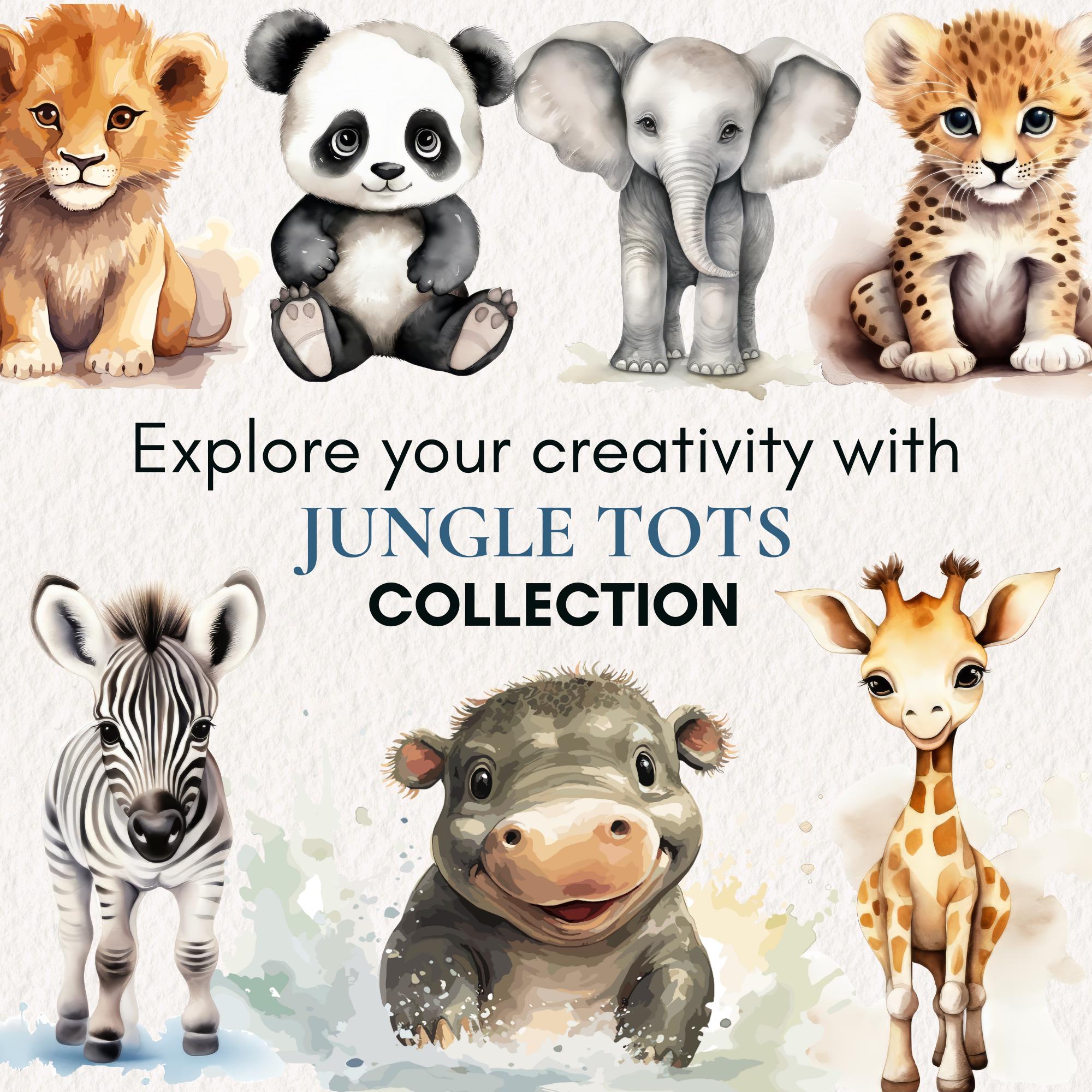 Watercolor Jungle Animals Clipart, Jungle Animals PNG, Safari Baby ...