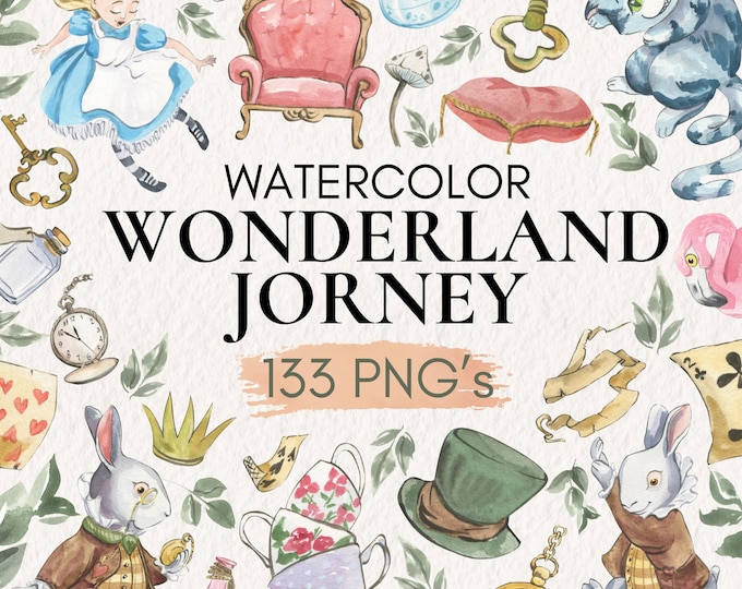 Watercolor Alice in Wonderland Clipart, Mad Hatter Tea (133 Pngs) - Etsy