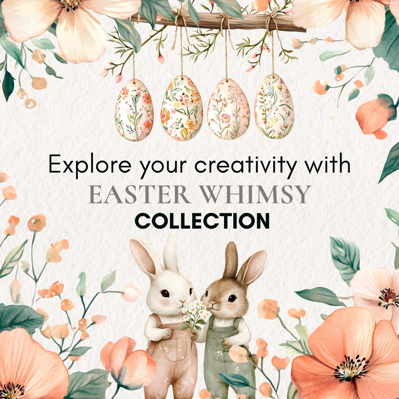 Easter Clipart Watercolor, Country Easter Clipart, Easter Basket ...