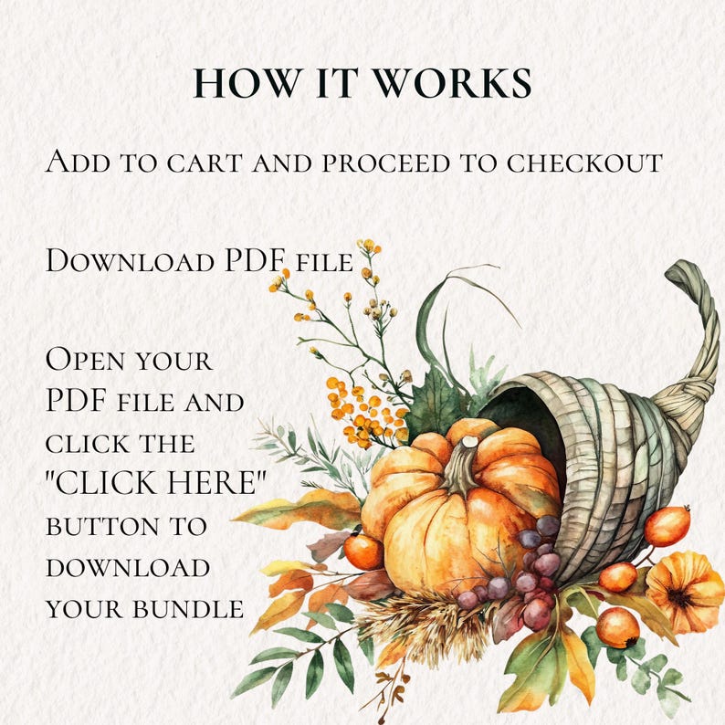 Watercolor Thanksgiving Clipart, Harvest Clipart, Turkey Clipart ...