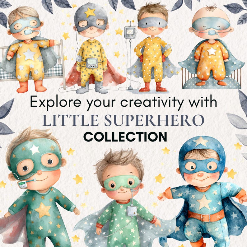 Watercolor Superhero Clipart, Inclusive Kids, NG Tube Baby PNG, Unique ...