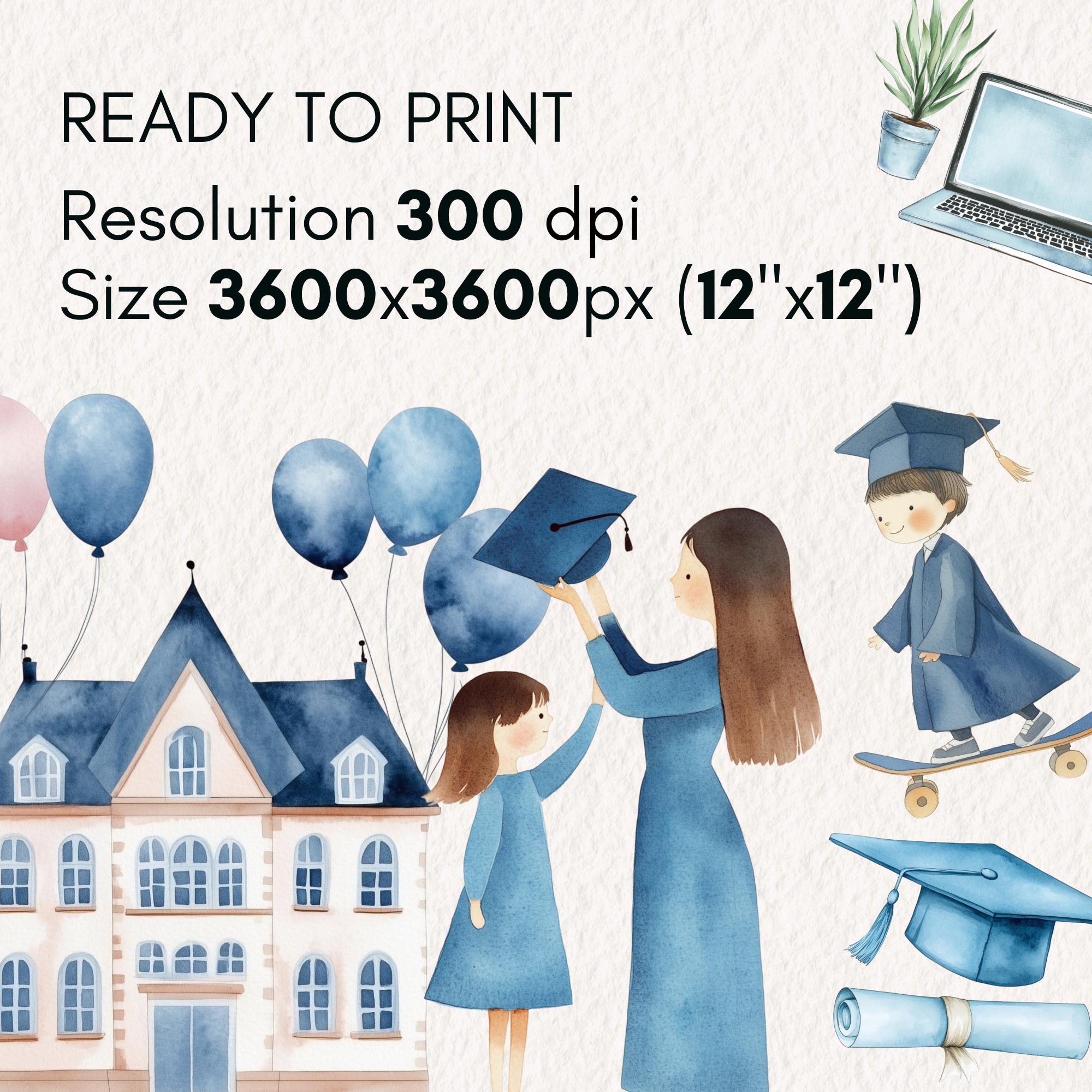 Watercolor Grad Clipart, Graduation PNG, Graduation Hat, Watercolor ...