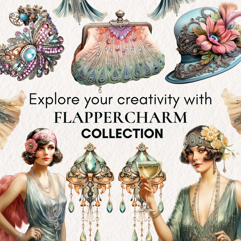 Watercolor Flapper Clipart, Art Deco 1920s PNG (digital Download) - Etsy