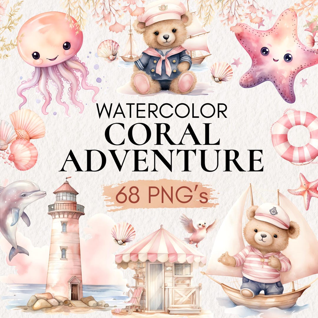 Watercolor Ocean Clipart, Undersea Animals, Cute Ocean Animals, Sailor ...