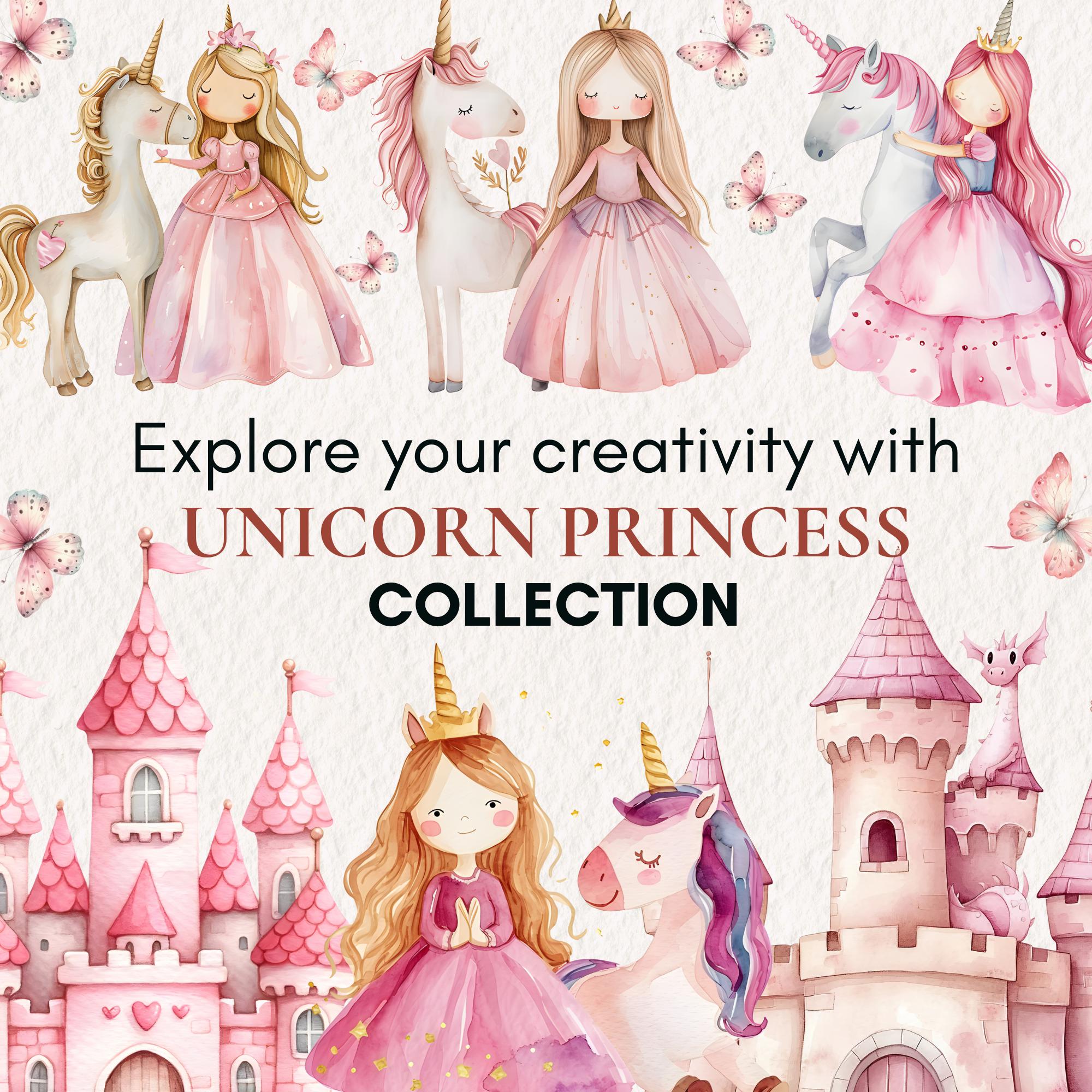 Watercolor Unicorn Princess Clipart, Princess & Unicorn, Fairy Tale PNG ...