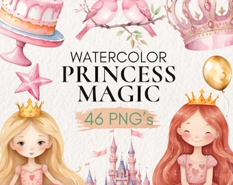 Watercolor Princess Clipart, Royal Clipart, Little Princess Clipart ...
