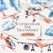 Air Transport Watercolor Clipart, Airplane Clip Art, Kids Art, Hot Air ...