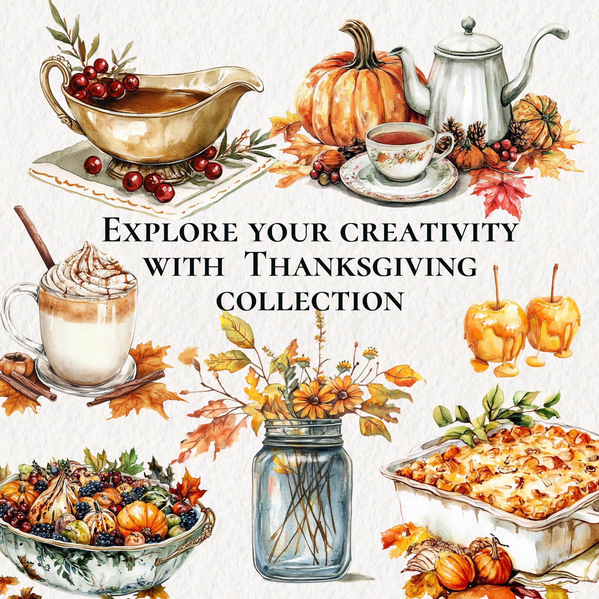 Watercolor Thanksgiving Clipart, Harvest Clipart, Turkey Clipart ...