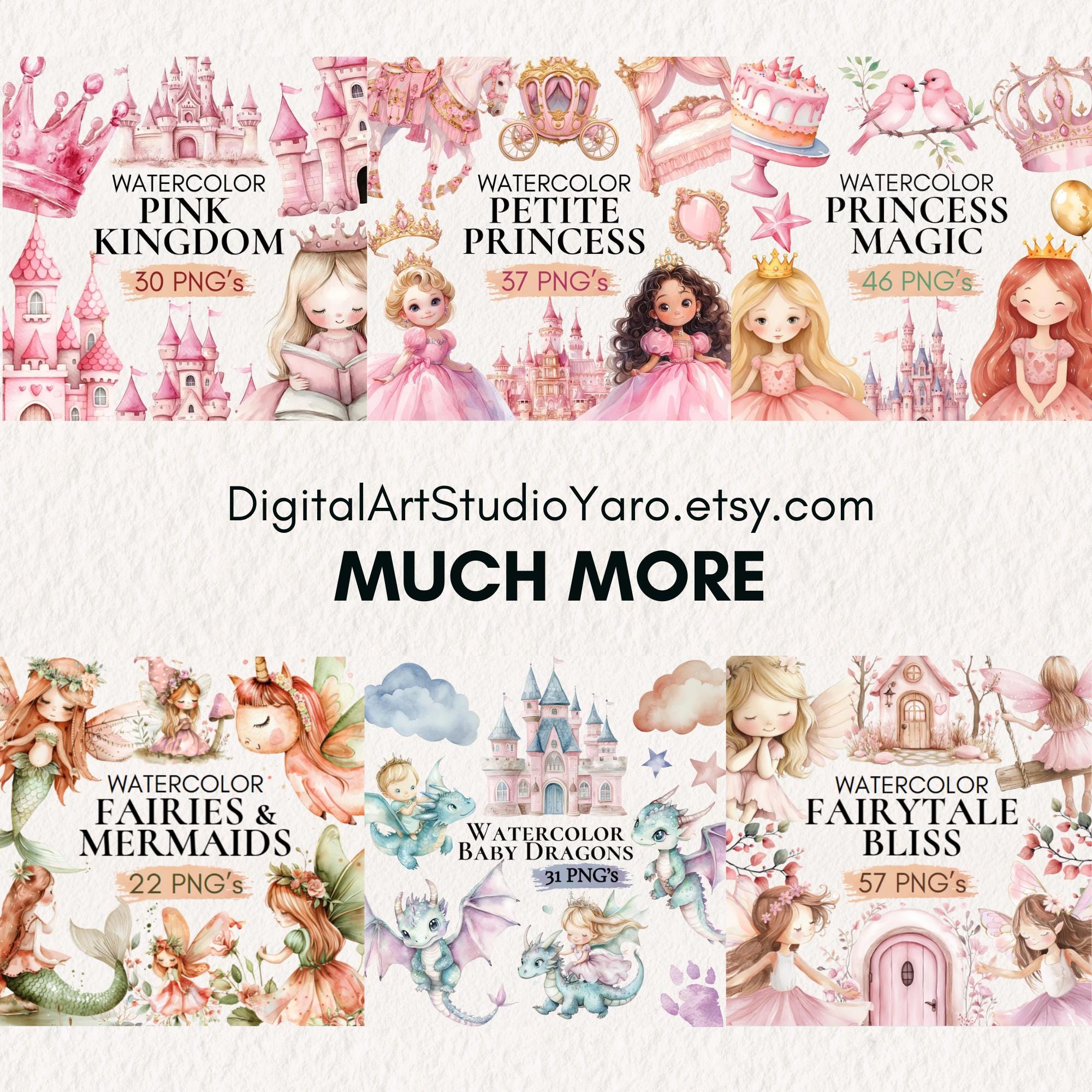 Watercolor Unicorn Princess Clipart, Princess & Unicorn, Fairy Tale PNG ...
