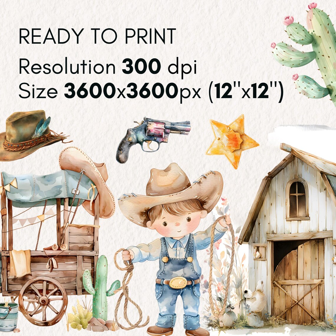 Cute Cowboy Clipart, Baby Cowboy PNG, Western Graphics, Rodeo Birthday ...