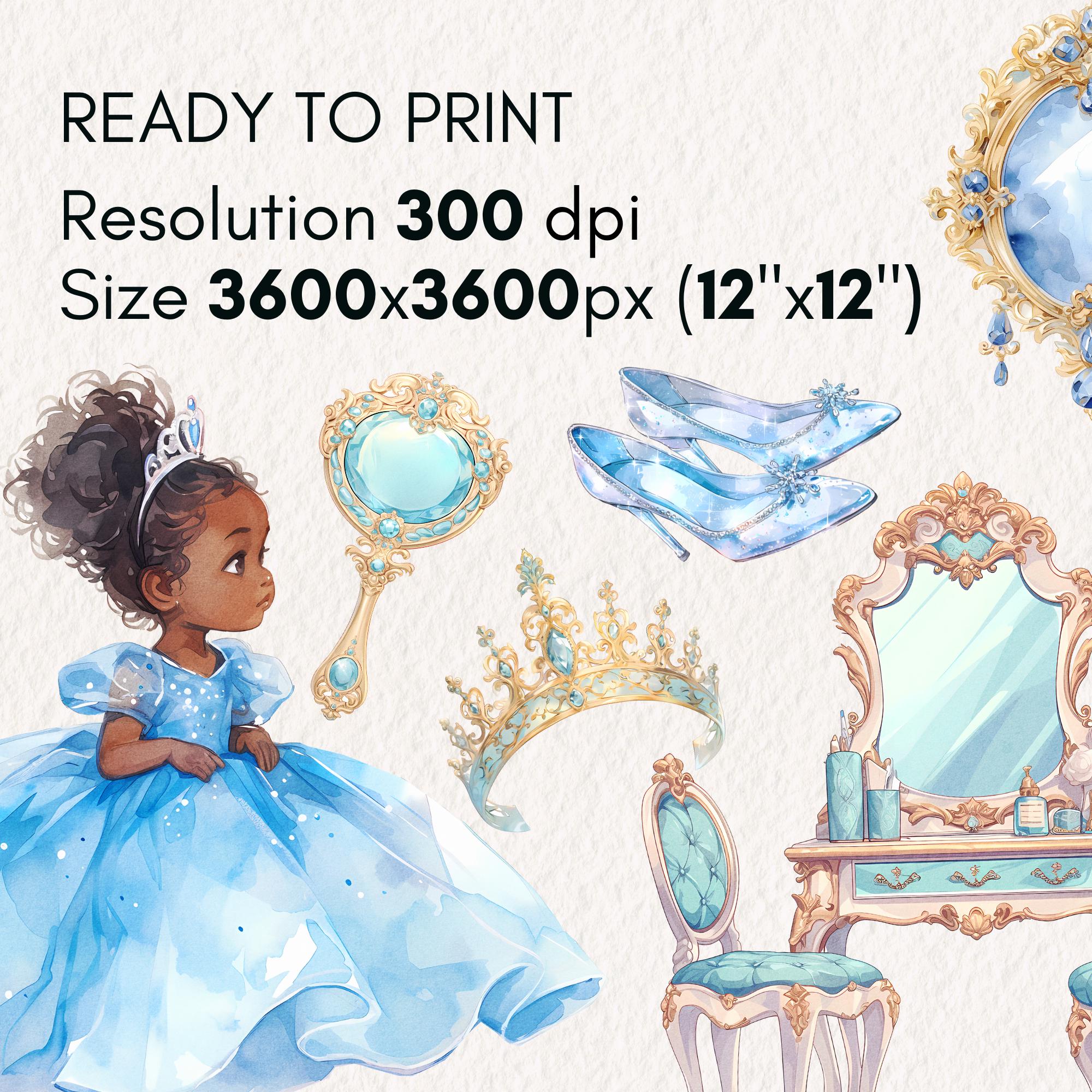 Watercolor Blue Princess Clipart, Royal Clipart, Blue Castle Clipart ...