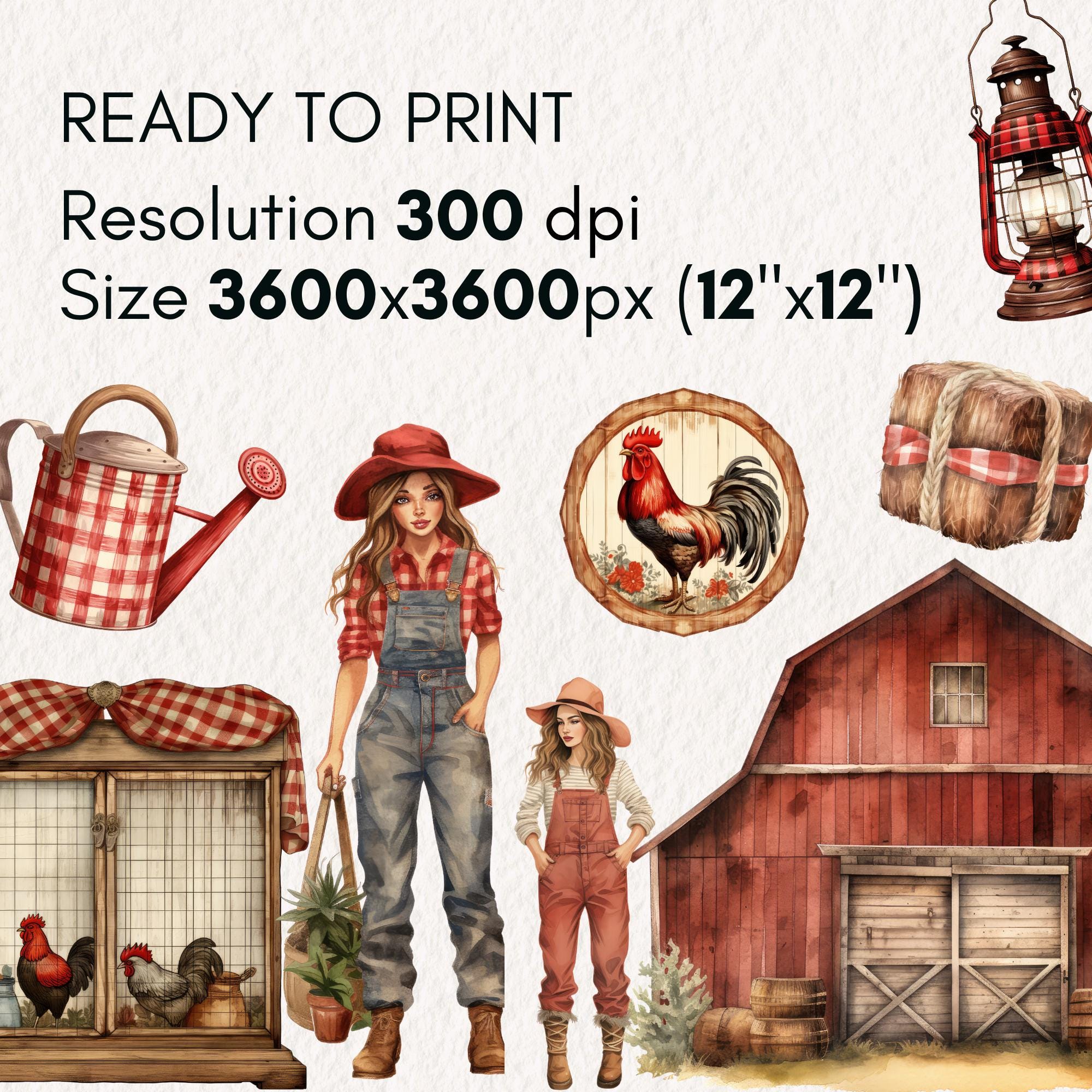 Watercolor Rustic Farmhouse, Cottagecore Clip Art, Rustic Clipart ...
