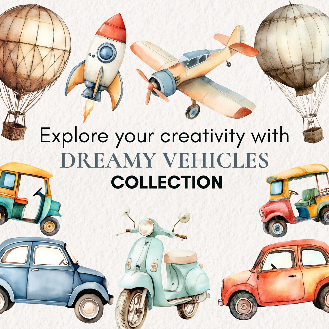 Watercolor Transportation Clipart, Vehicle Clipart, Public Transport ...