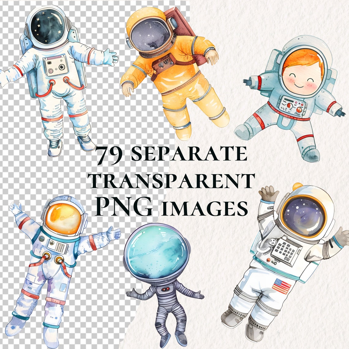 Watercolor Space Clipart Bundle, Astronaut Nursery Decor, Alien Clipart ...