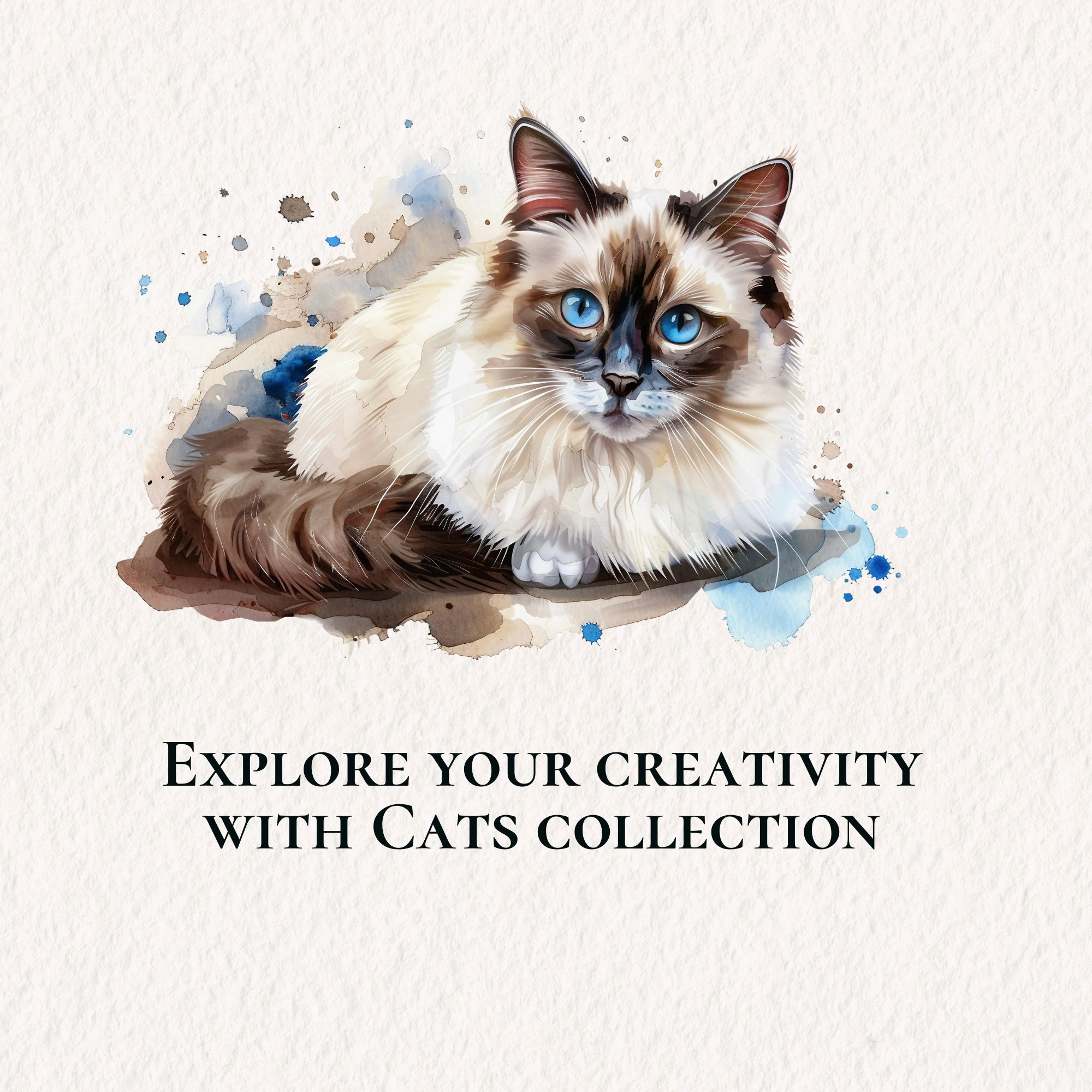 Watercolor Cats Clipart, Cat Clip Art, Cat Birthday Party Decor, Cat ...